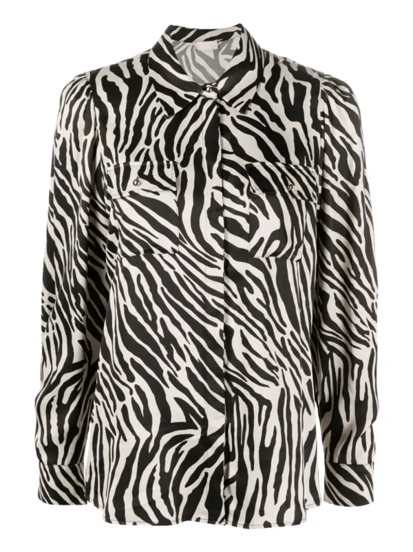 Liu Jo Zebra-print Satin Shirt - Black