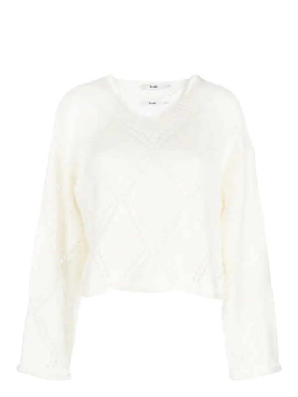 B+AB Open-knit V-neck Jumper - White