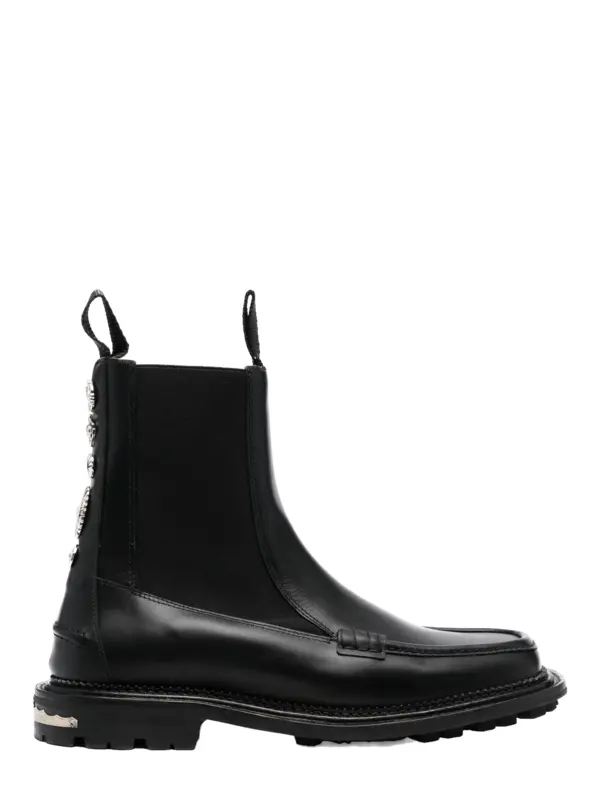 TOGA VIRILIS Charm-detail Leather Ankle Boots - Black
