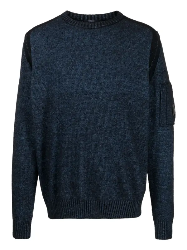 C.P. COMPANY Lens-detail Crew-neck Jumper - Blue