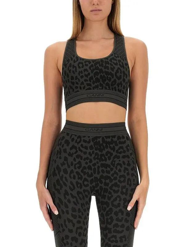 GANNI Top Jacquard - Black