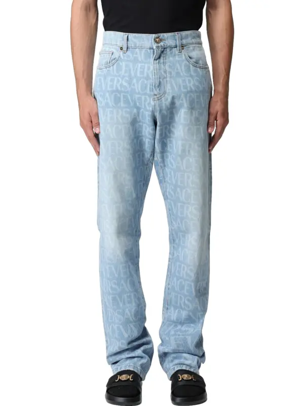 Versace In Logoed Denim - Blue