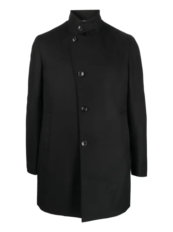 Tagliatore Asymmetric-fastening Parka Coat - Black
