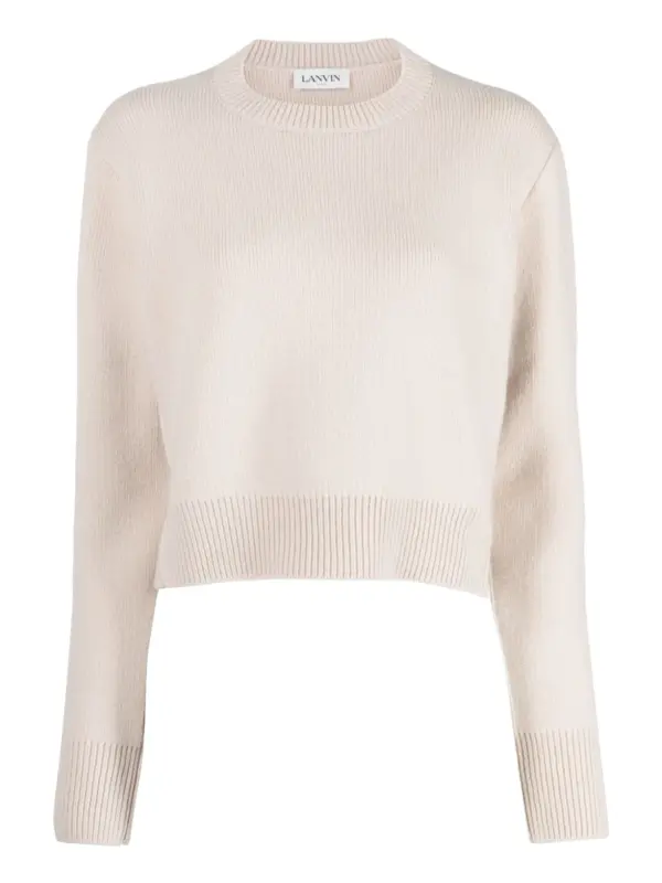 LANVIN Crew-neck Cropped Jumper - Neutrals