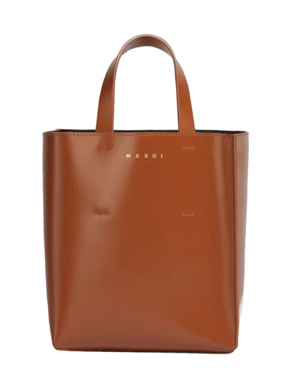Marni Mini Museo Leather Tote Bag - Brown
