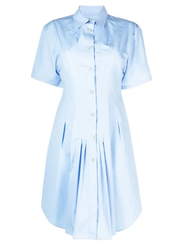 Marni Cotton Shirtdress With Pleat Detailing - Blue