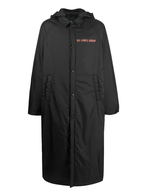44 LABEL GROUP Logo-print Long Hooded Jacket - Black