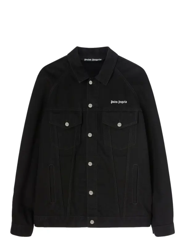 Palm Angels Logo-embroidered Denim Jacket - Black