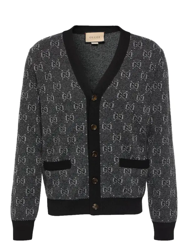 Gucci Jacquard Wool Cardigan - Grey