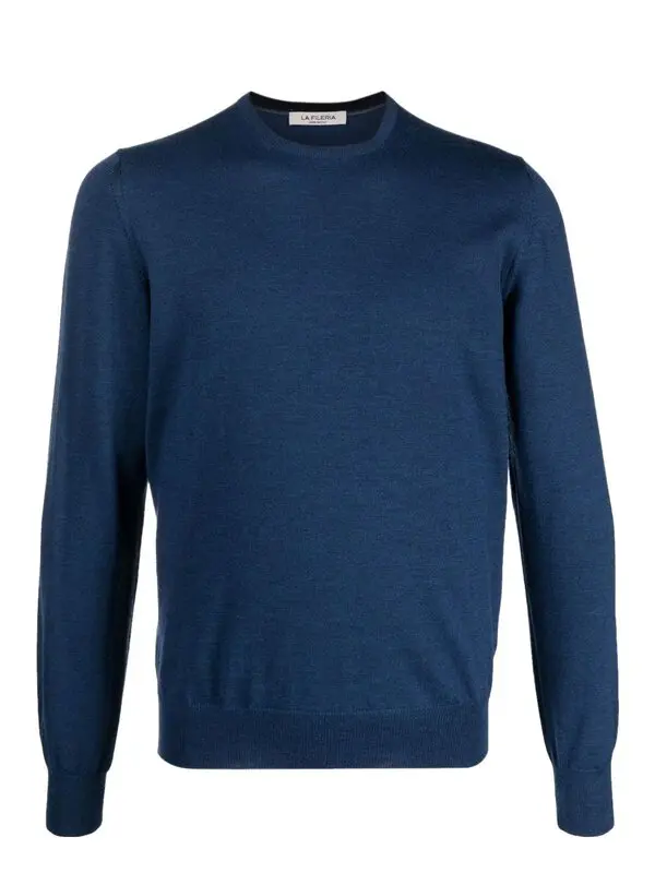 FILERIA Virgin Wool Fine-knit Jumper - Blue