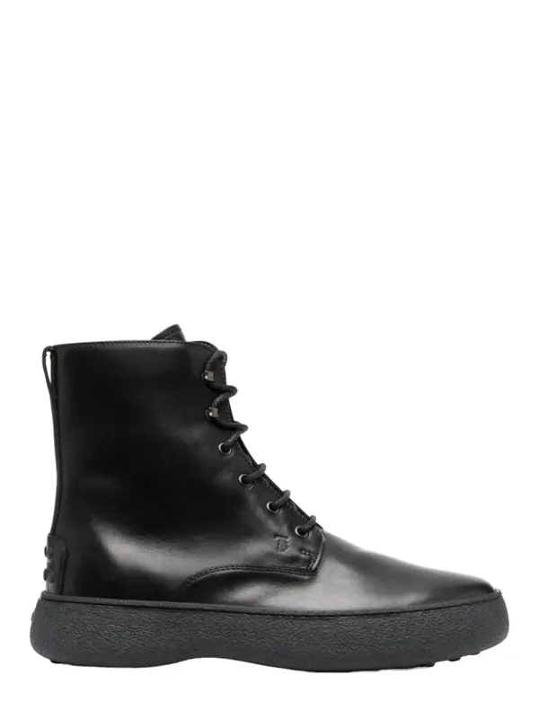 TOD'S Montone Lace-up Leather Boots - Black