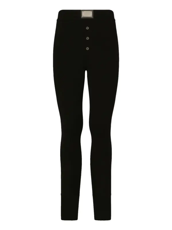 Dolce & Gabbana Logo-plaque Wool Trousers - Black