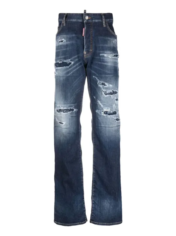 Dsquared2 Ripped Straight-leg Jeans - Blue