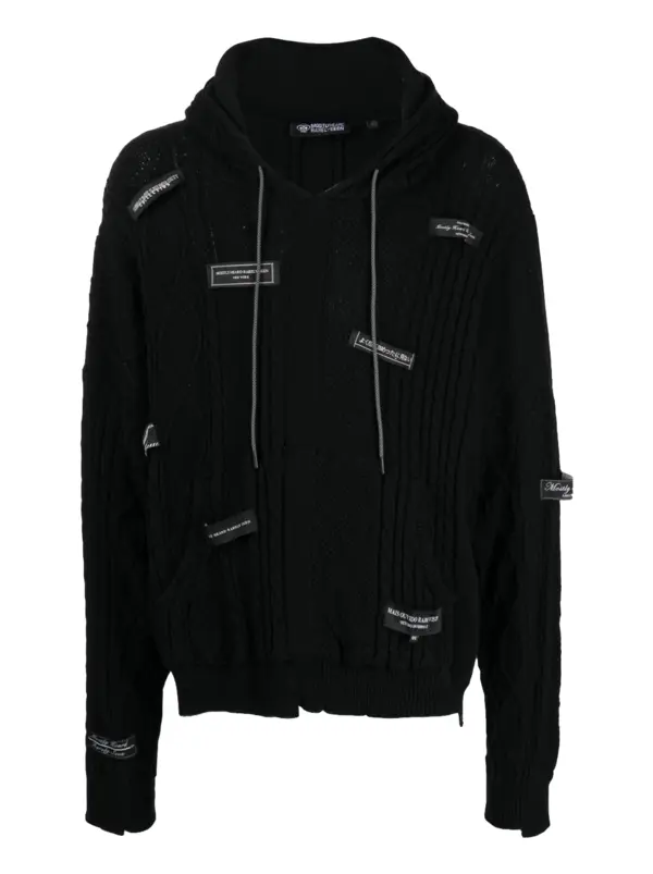 MOSTLY HEARD RARELY SEEN Logo-patches Knitted Hoodie - Black
