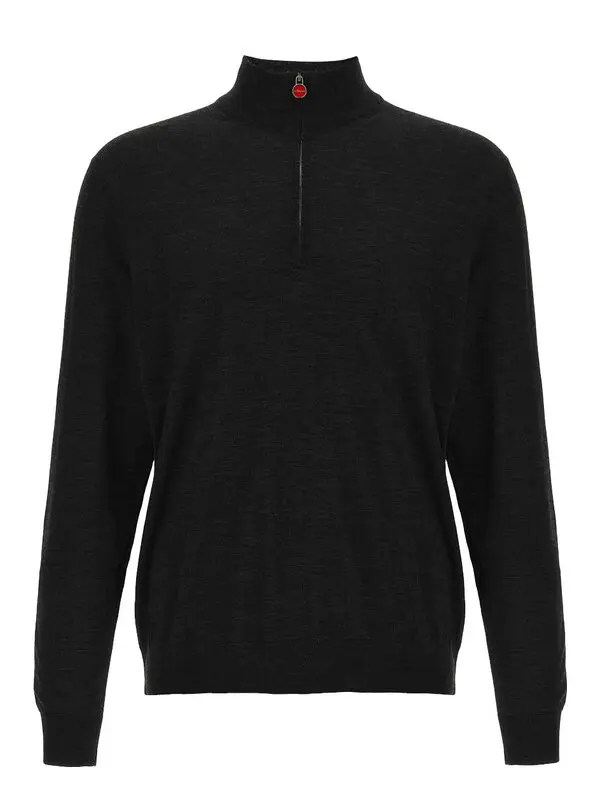 Kiton Wool Half-zip Sweater - Black