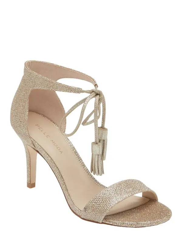 Pelle Moda Roz Ankle-tie Heeled Sandals - Platinum Gold