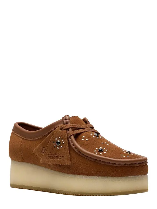 Clarks Wallacraft Bee Platform Driving Shoe - Brown/orange Suede