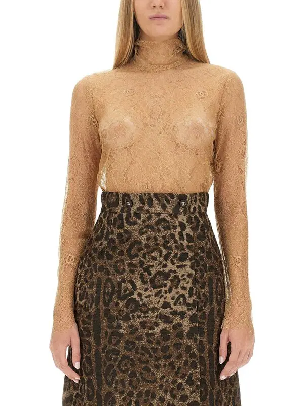 Dolce & Gabbana High Neck Blouse - Beige