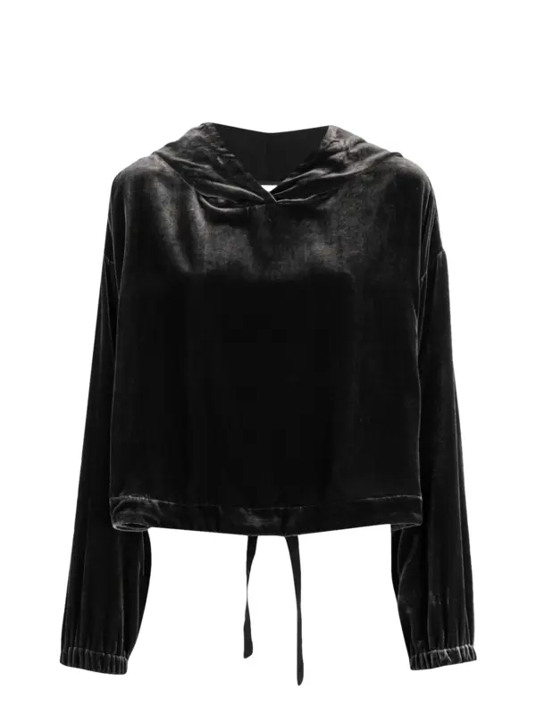 Aspesi Velvet Drawstring Hoodie - Grey