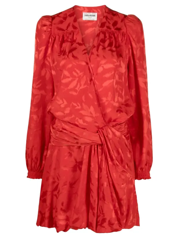 Zadig&Voltaire Floral-jacquard Wrap Mini Dress - Red