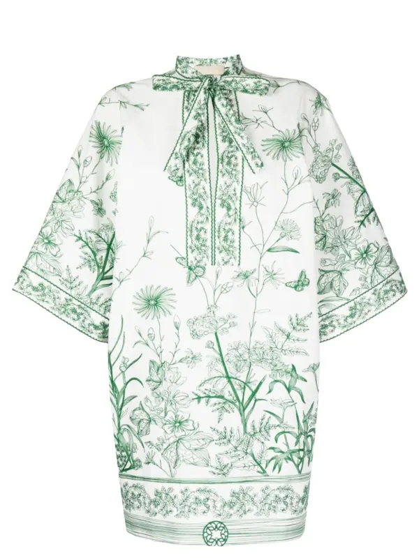 Elie Saab Embroidered Half-sleeves Dress - White