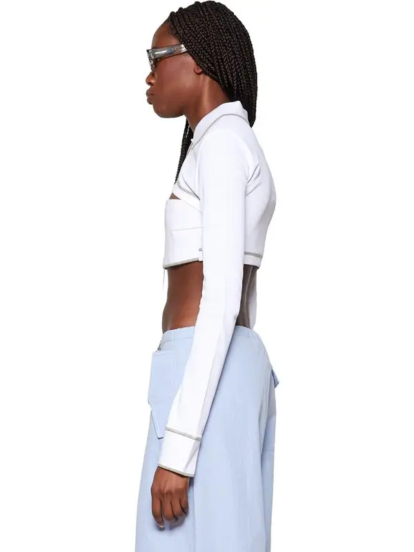 DION LEE Shrunken Snap Polo Top - Ivory