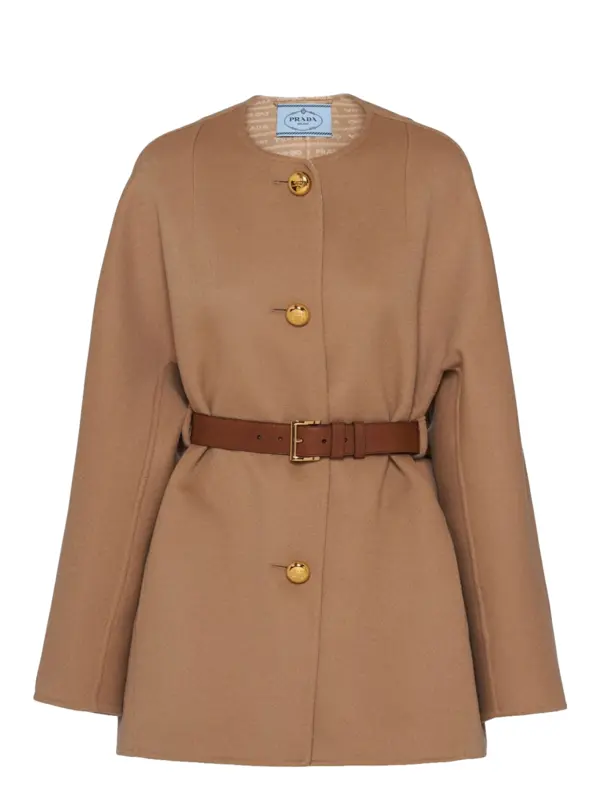 Prada Single-breasted Wool Caban Jacket - Brown