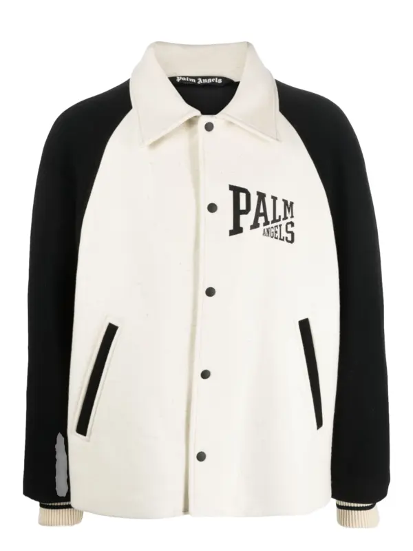 Palm Angels University Virgin-wool Bomber Jacket - Neutrals
