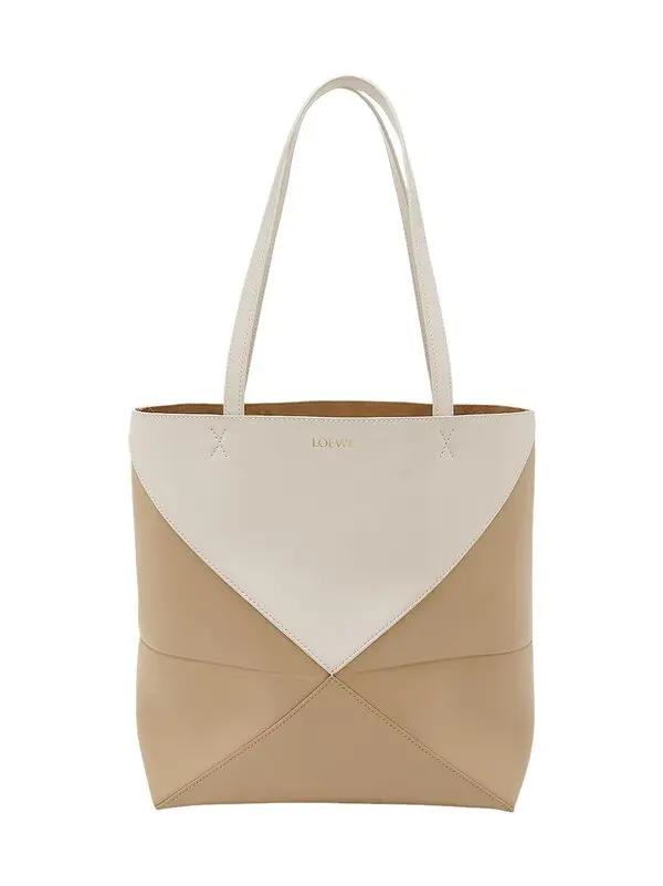 Loewe Puzzle Fold Medium Tote Bag - Soft White/paper Craft