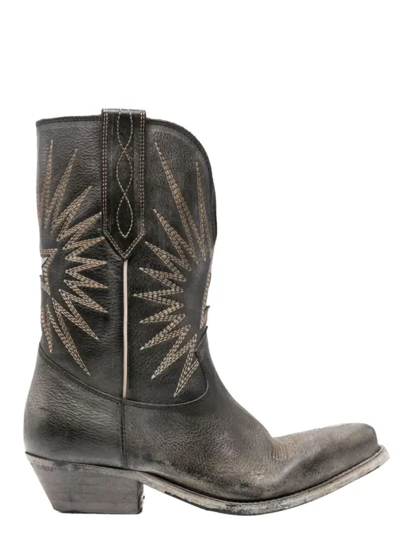 Golden Goose Wishstar Leather Western Boots - Black