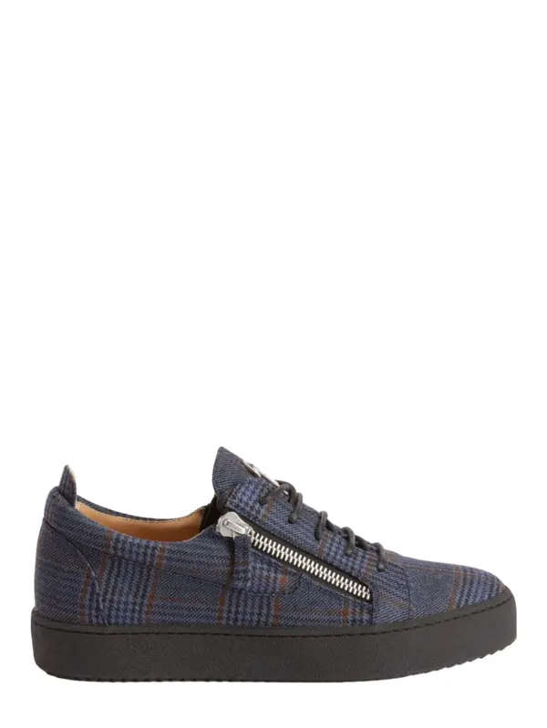 GIUSEPPE ZANOTTI Frankie Check-pattern Sneakers - Blue