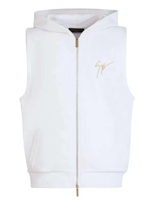 GIUSEPPE ZANOTTI Embroidered Hooded Vest - White