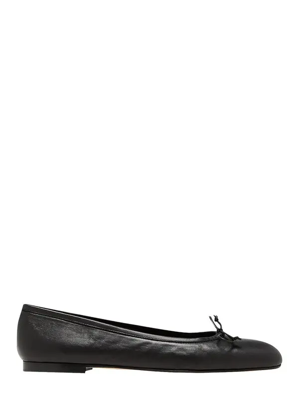 Manolo Blahnik Veralli Leather Ballerina Flats - Black