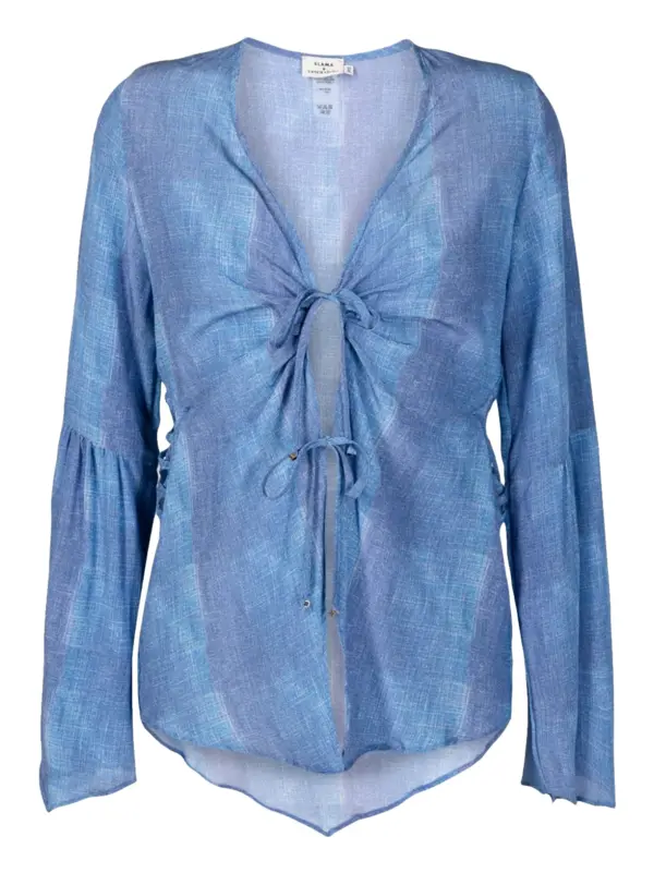 AMIR SLAMA Silk Graphic Kaftan - Blue