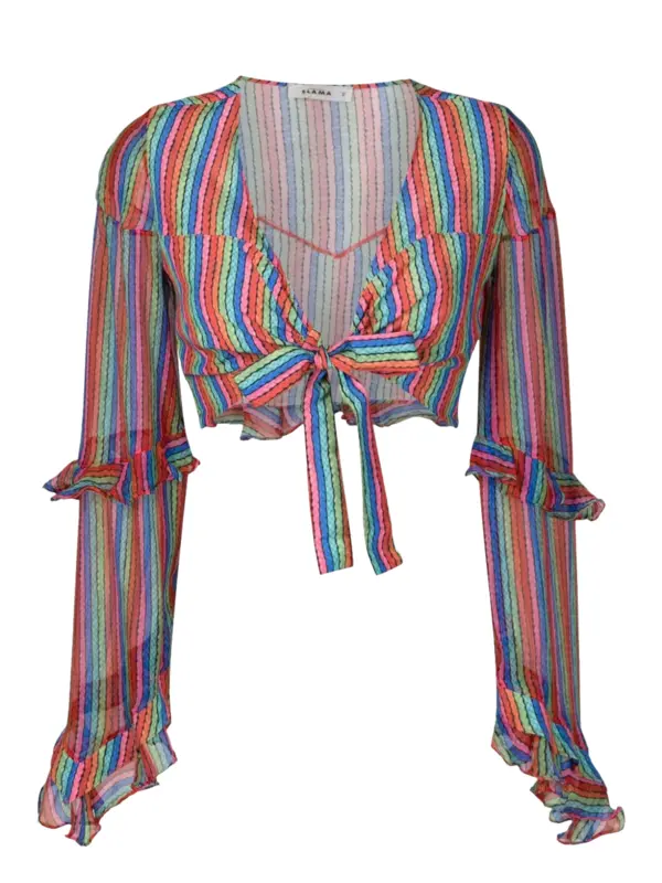 AMIR SLAMA Graphic-print Crop Top - Multicolour
