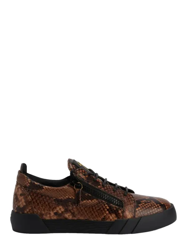 GIUSEPPE ZANOTTI Frankie Snakeskin-print Sneakers - Brown