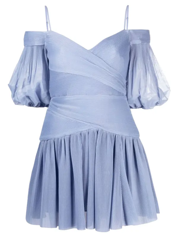 Zimmermann Pleated Chiffon Mini Dress - Blue