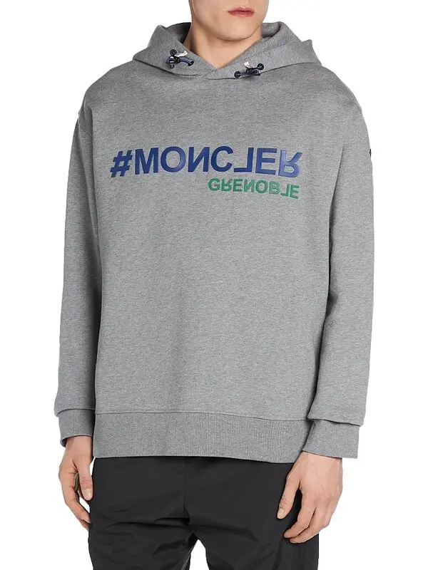 Moncler Long Sleeve Logo Hoodie - Light Gray