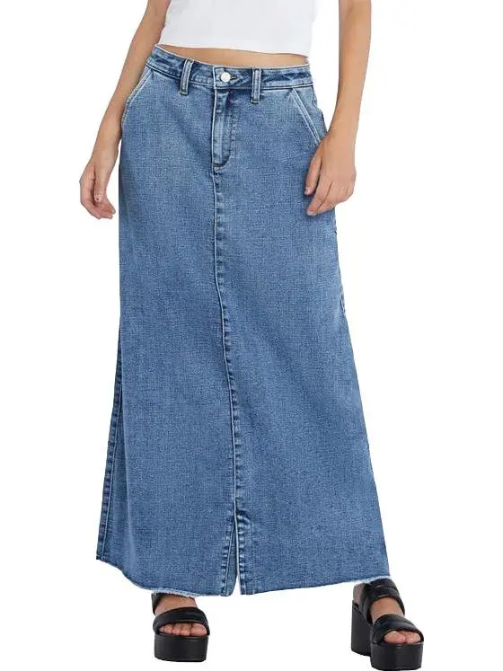 WASH LAB DENIM Tory Maxi Skirt - Field Blue