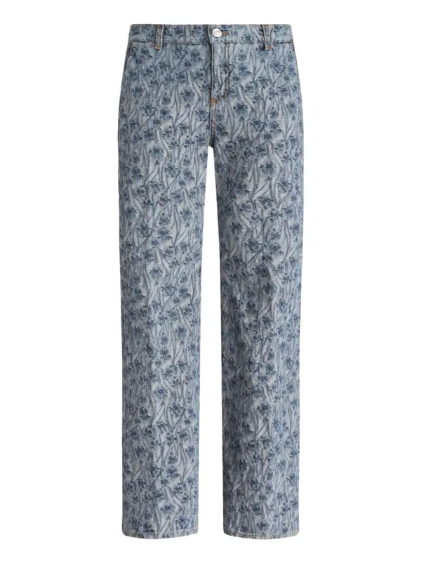 Etro Jacquard Straight-leg Jeans - Blue