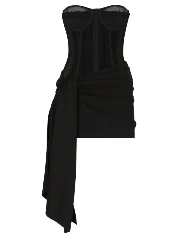 Dolce & Gabbana Draped Bustier Mini Dress - Black