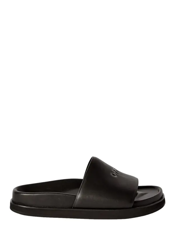 Off-White Logo-debossed Leather Slides - Black