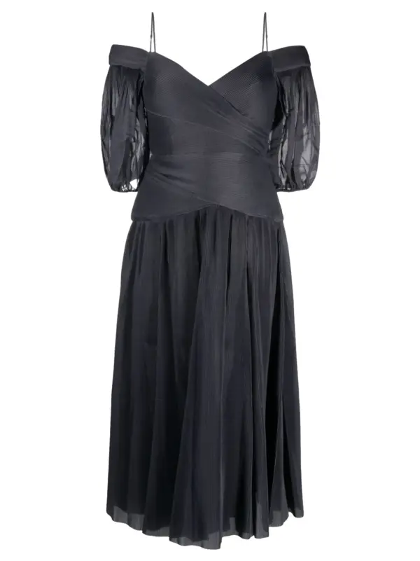Zimmermann Off-shoulder Pleated Midi Dress - Blue