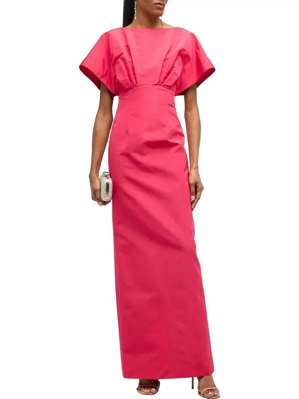 Carolina Herrera Silk Column Gown With Fan Bodice - Azalea