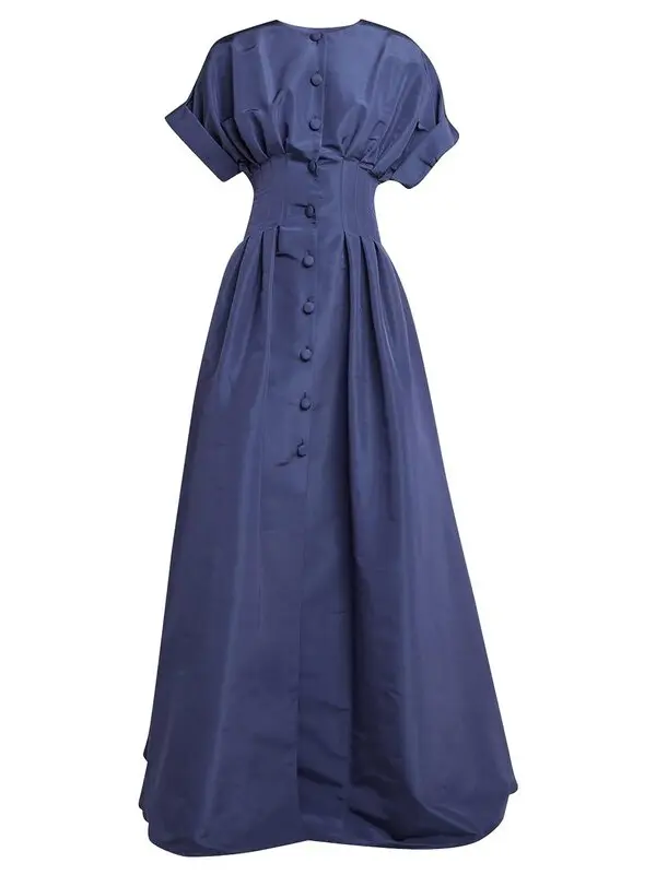 Carolina Herrera Corset-waist Button-front Gown - Dkblue