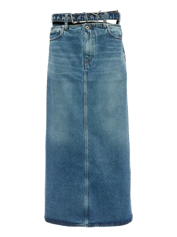 Y/project Y Belt Denim Maxi Skirt - Blue