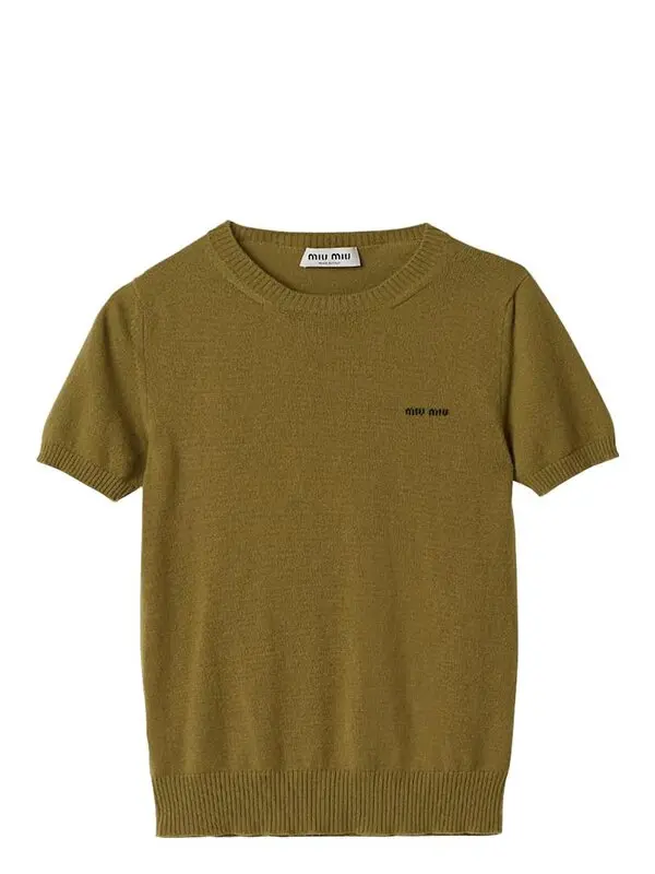 Miu Miu Short-sleeve Cashmere Sweater - F0613 Felce