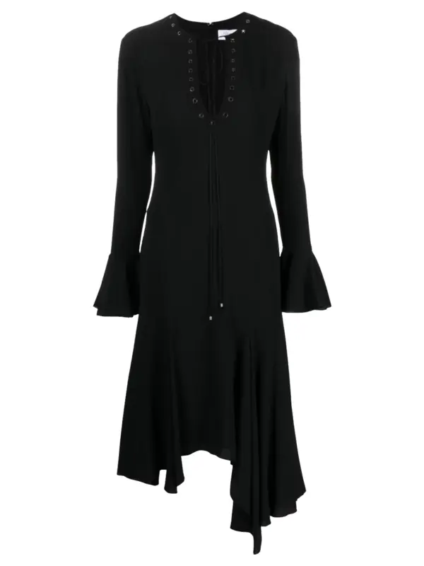 Blumarine Eyelet-detail Asymmetric Midi Dress - Black