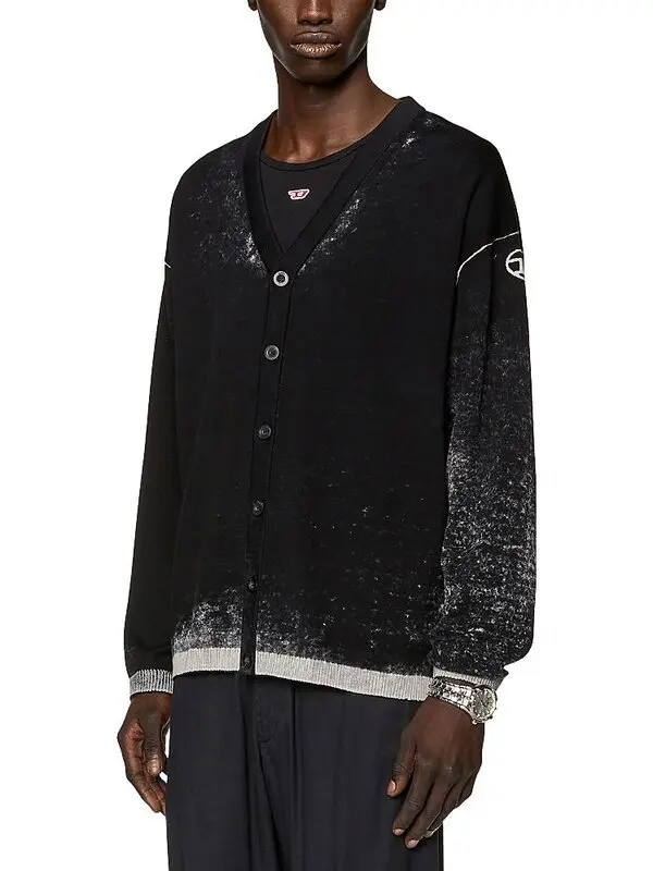 Diesel Larence Splatter Effect Cardigan Sweater - Deep Black