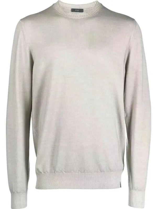 FAY Logo-tag Crew-neck Jumper - Grey